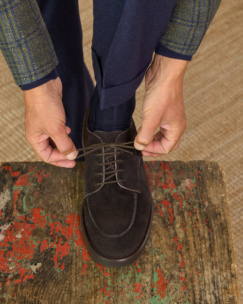 Velasca | Scarpe derby da uomo, scamosciate color testa di moro