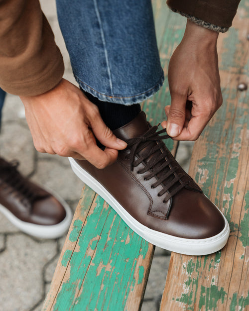 Sneakers artigianali basse testa di moro in pelle da uomo | Velasca