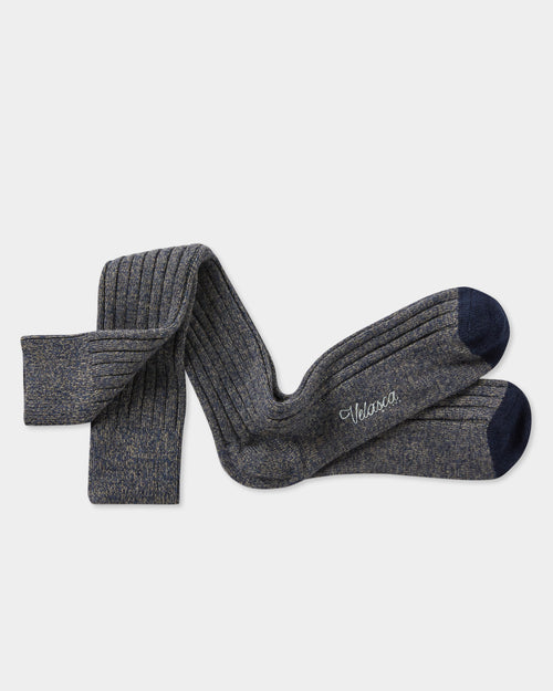 Velasca | Calze a coste blu in misto cashmere, Made in Italy