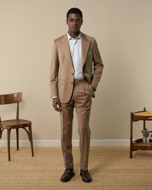 Abito estivo beige di lana solaro, Made in Italy | Velasca