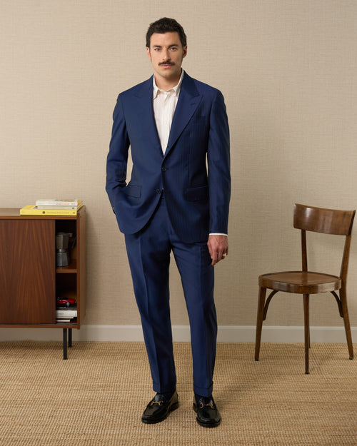 Abito estivo blu di lana solaro, Made in Italy | Velasca