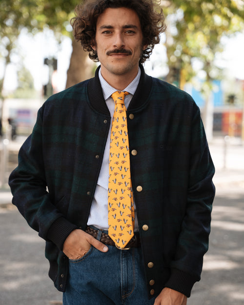 Velasca | Cravatta artigianale in lana fantasia giallo senape