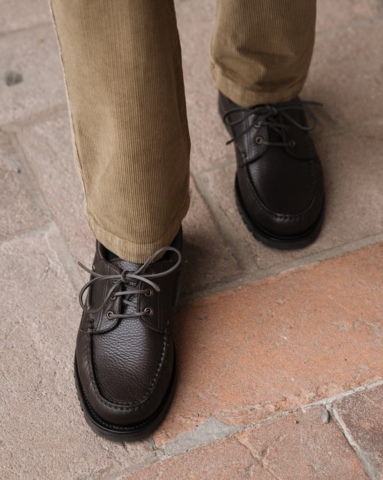 Velasca | Scarpa da barca con suola Vibram, in pelle marrone