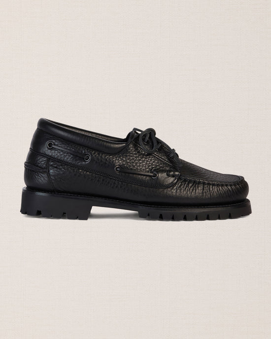 Velasca | Scarpa da barca nera con suola Vibram, in vera pelle