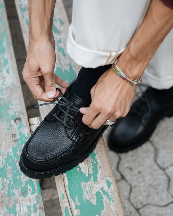 Velasca | Scarpa da barca nera con suola Vibram, in vera pelle