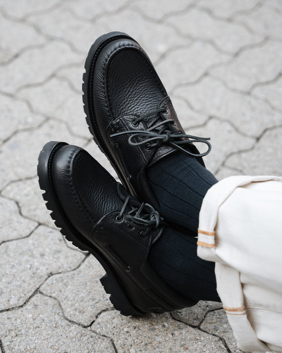 Velasca | Scarpa da barca nera con suola Vibram, in vera pelle