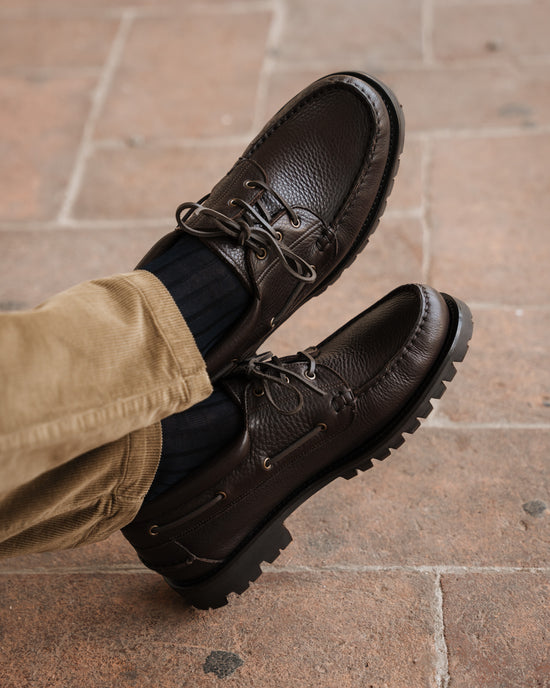Velasca | Scarpa da barca con suola Vibram, in pelle marrone